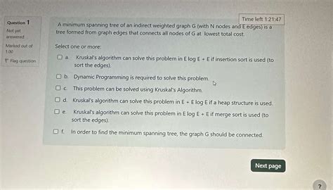 Solved A Minimum Spanning Tree Of An Indirect Weighted Graph