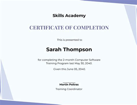 Certificate Of Training Templates