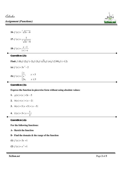 Solution Calculus Assignment Functions Studypool