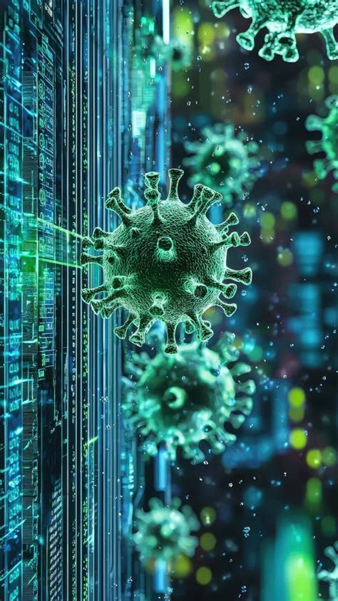 Digital Representation Of Viruses In A Technological Context Stock Image Image Of Microscopic