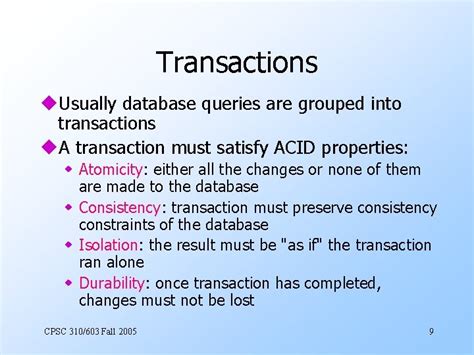 Cpsc 310 Database Systems Cpsc 603 Database Systems