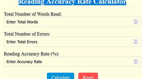 Reading Accuracy Rate Calculator Area Calculators