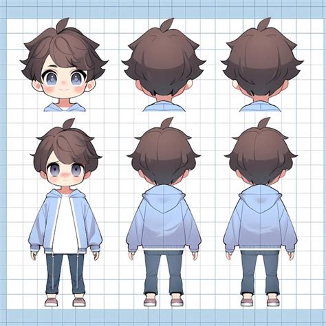 Premium Photo Adorable Kawaii Chibi Anime Character Model Sheet Art In Cute Japanese Cartoon Style