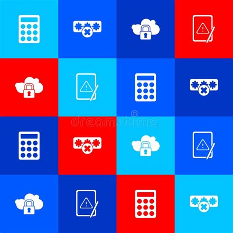 Set Password Protection Cloud Computing Lock And Tablet With Exclamation Mark Icon Vector