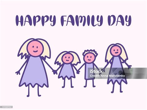 해피 패밀리 데이 인사말 카드 어머니의 손을 들고 있는 아이 낙서 그리기 가족에 대한 스톡 벡터 아트 및 기타 이미지 가족 개념 공휴일 Istock