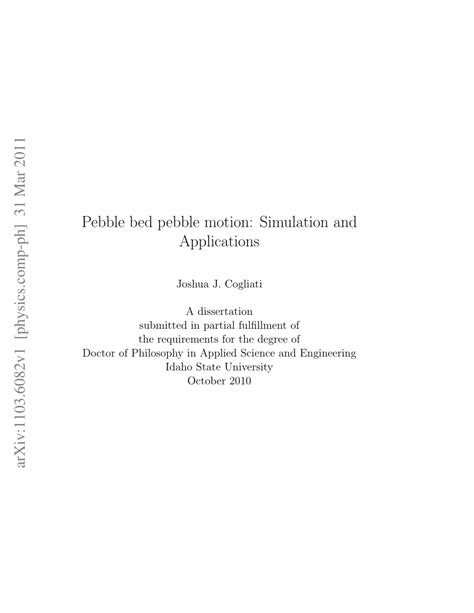 Pdf Pebble Bed Pebble Motion Simulation And Applications