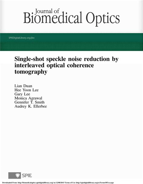 Pdf Single Shot Speckle Noise Reduction By Interleaved Optical Coherence Tomography