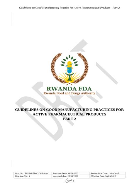 Regulations Governing Good Manufacturing Practices For Doc Template Pdffiller