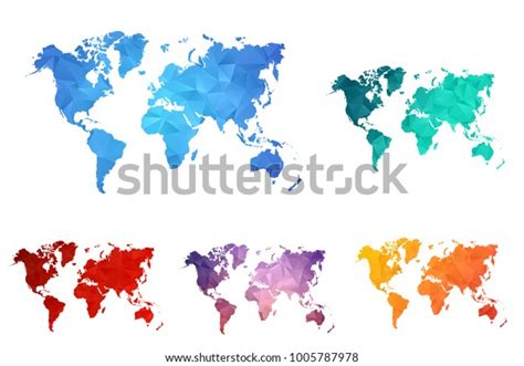 Variety Color Polygon Map On White Background Of Map Of World Map Symbol For Your Web Site