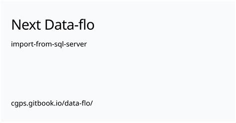 Import From Sql Server Data Flo Docs