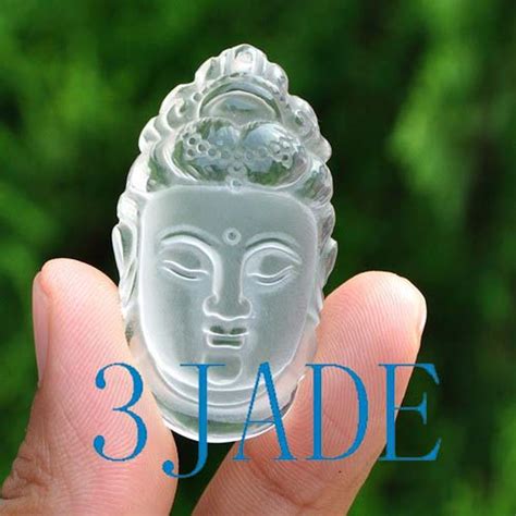 Clear Rock Crystal Quartz Kwan Yin Guanyin Amulet Pendant 3jade