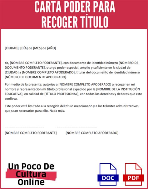 Carta Poder Para Recoger Título Modelos Para Descargar