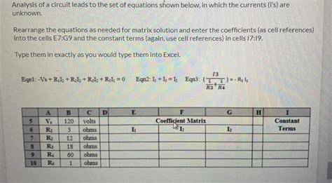 Solved Analysis Of A Circuit Leads To The Set Of Equations Chegg Com