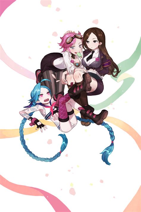 Jinx Caitlyn And Vi League Of Legends Drawn By Gwayo Danbooru