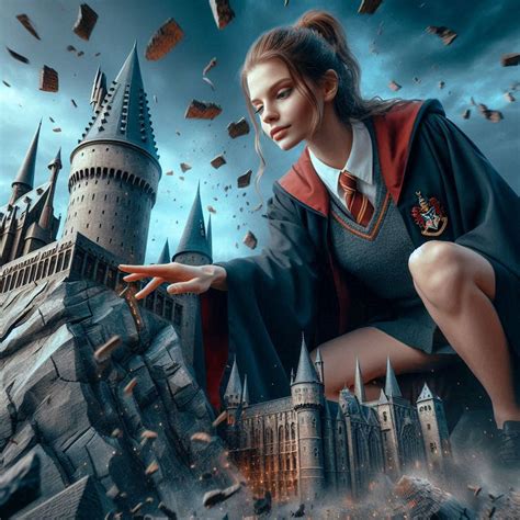 Giantess Hermione Overlooking Hogwarts By Memesrus1234 On Deviantart