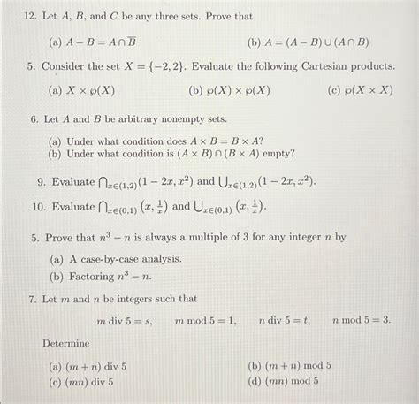 Solved Let A B And C Be Any Three Sets Prove Chegg Com