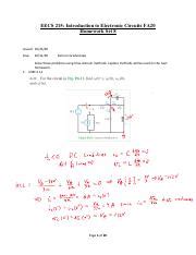 HW Solutions Pdf EECS Introduction To Electronic Circuits FA Homework Set Issued