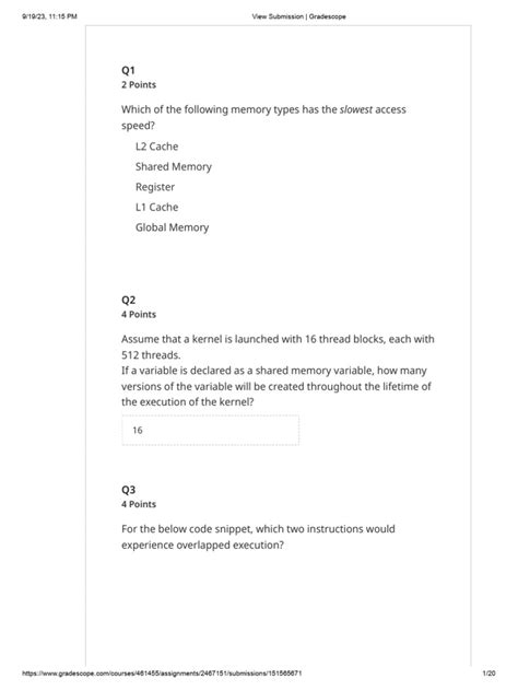 Gpufinal Gradescope Pdf Thread Computing Graphics Processing Unit