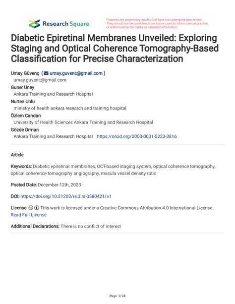 Pdf Diabetic Epiretinal Membranes Unveiled Exploring Staging And Optical Coherence Tomography