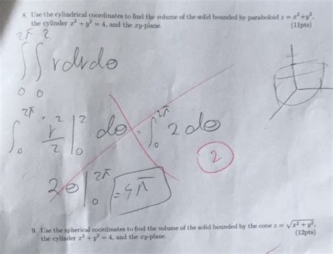 solved use the cylindrical coordinates to find the volume of