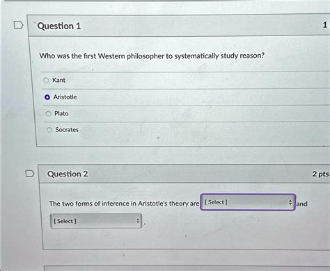 SOLVED Question 1 Who Was The First Western Philosopher To