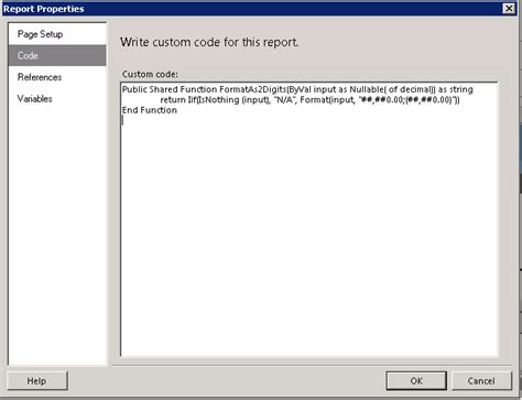 Embedded Code In An Ssrs Report