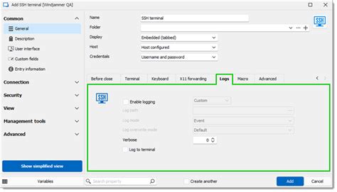 Ssh Terminal Entry Settings Devolutions Documentation