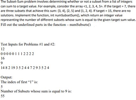 Solved The Subset Sum Problem Involves Determining Whether