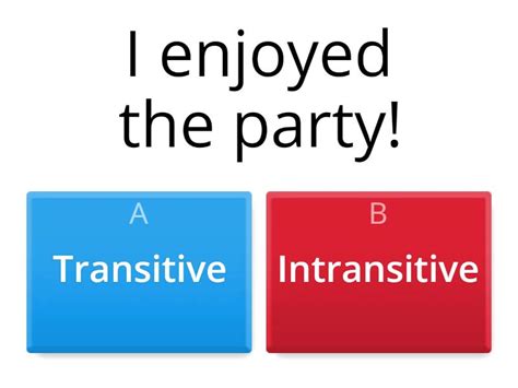 Transitive Or Intransitive Quiz