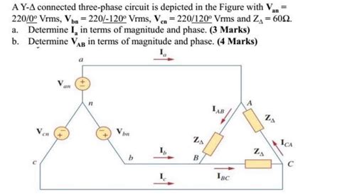 Solved A Y A Connected Three Phase Circuit Is Depicted In Chegg Com