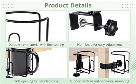 3 Pcs Desk Cup Holders Easy To Install Anti Spill Clamp On Cup Holder Stainless