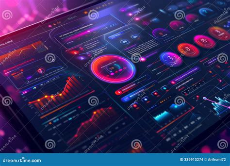 Modern Colorful User Interface Dashboard Design Futuristic Aesthetic Desktop Layout Concept