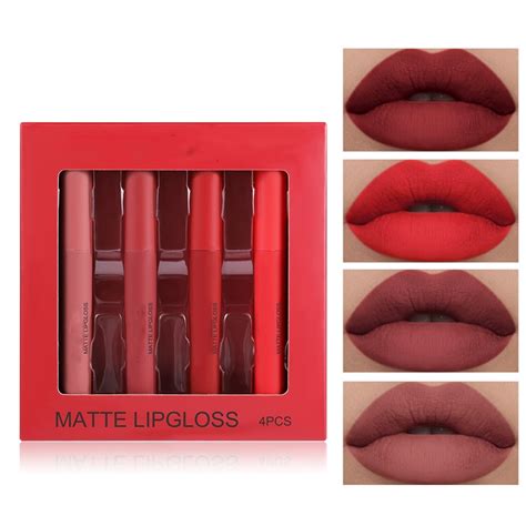 Matte Lipstick Set 4 Colors Liquid Lipstick Set Nude Lip Gloss