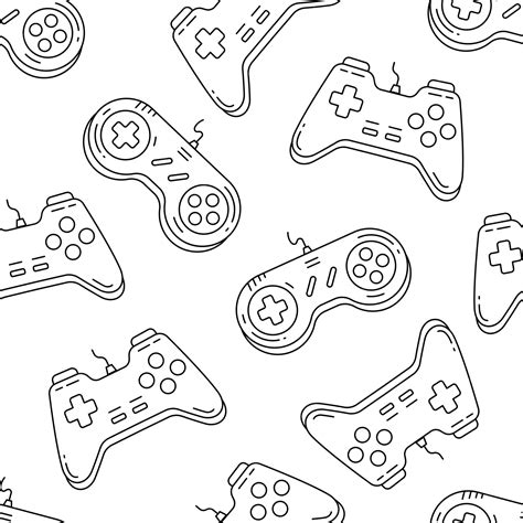 Premium Vector Joystick Video Game Console Outline Doodle Seamless