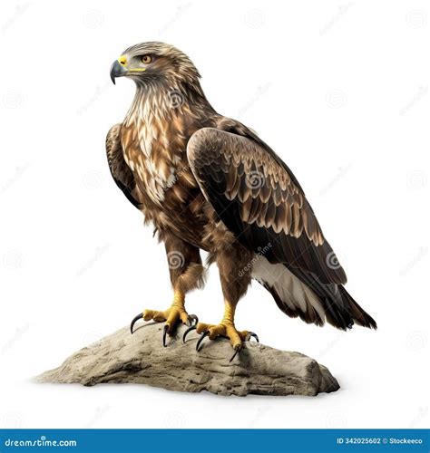 Solitary Eagle Isolated On White Background Full Body Image