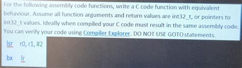 solved for the following assembly code functions write a c