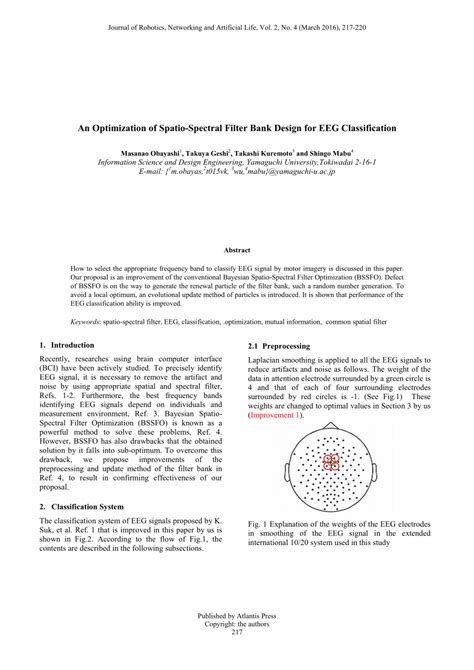 Pdf An Optimization Of Spatio Spectral Filter Bank Design For Eeg