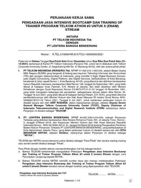 Rev4 Gs Kontrak Pt Lentera Bangsa Benderang Fnl Ok Legal Telkom Athon 2 Pdf