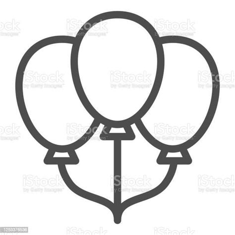 세 개의 풍선 라인 아이콘 어린 시절 개념 흰색 배경에 에어 풍선 기호 모바일 개념 및 웹 디자인을위한 윤곽 스타일의 풍선