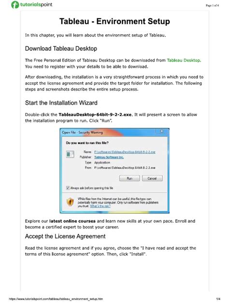 Tableau Environment Setup Pdf