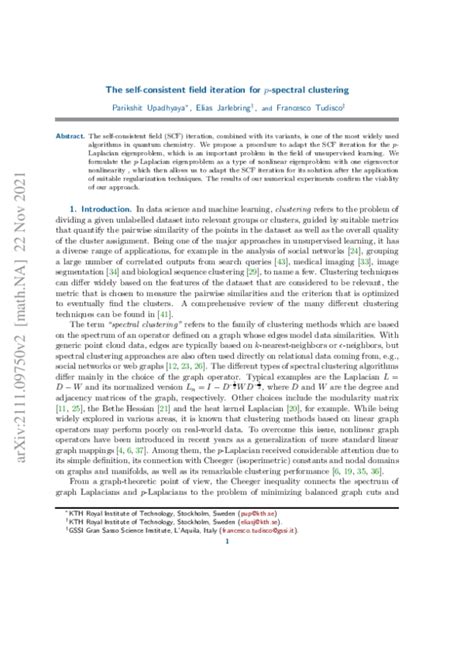 Pdf The Self Consistent Field Iteration For P Spectral Clustering