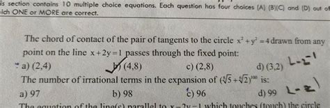 Is Section Contains 10 Multiple Choice Equations Each Question Has Four