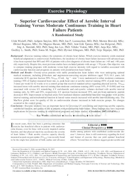 Pdf Superior Cardiovascular Effect Of Aerobic Interval Training Versus Moderate Continuous
