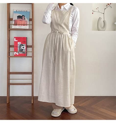 쥬앤크홈 롱 린넨 셔링 앞치마 에이프런 신혼 카페 예쁜 꽃집 플로리스트 네일샵 바리스타 티몬