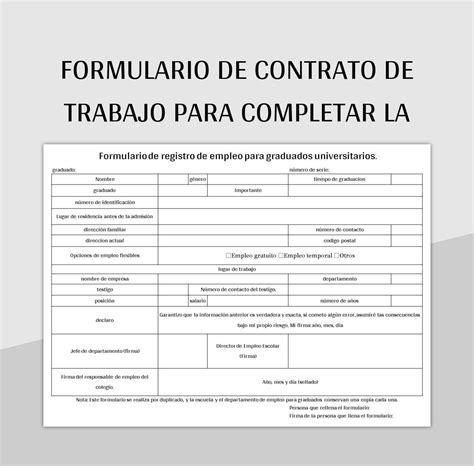 Plantilla De Formato Excel Formulario De Contrato De Trabajo Para
