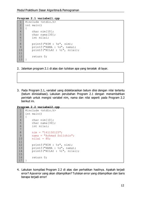Modul Praktikum Dasar Algoritma Dan Pemograman Docx