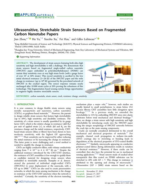 Pdf Ultrasensitive Stretchable Strain Sensors Based On Fragmented Carbon Nanotube Papers