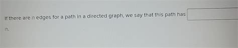 Solved If There Are N Edges For A Path In A Directed Graph Chegg Com
