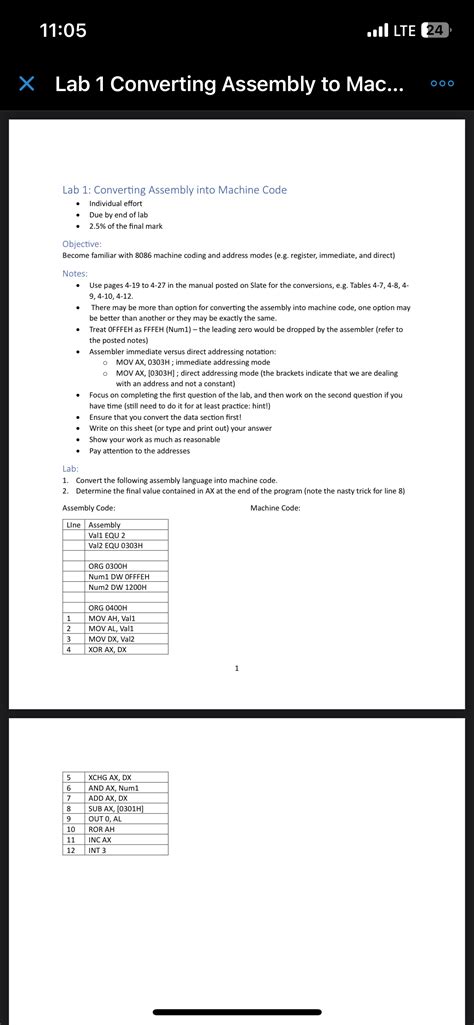 Solved We Need To Convert Assembly Code To Machine Code