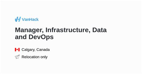Manager Infrastructure Data And Devops Vanhack